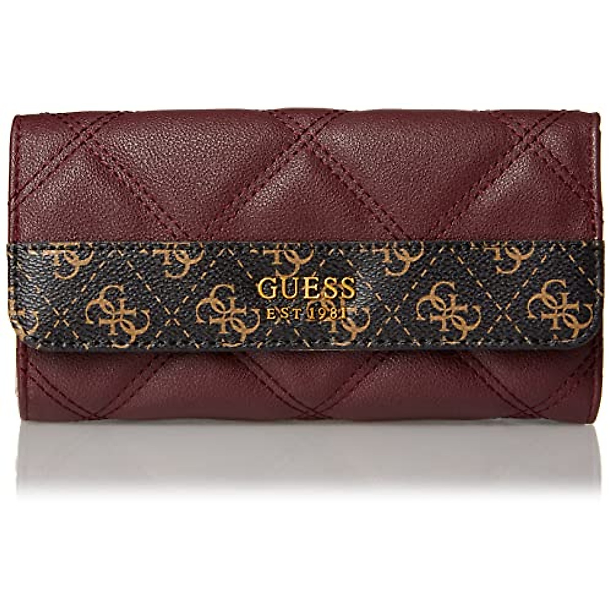 GUESS womens Katey Multi Clutch Wallet, Burgundy Multi, One size US