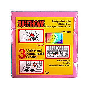 DCKR No Mildew Smell with Kitchen Dishcloth 15 x 15 Set of 3, Multi-use (with Machine) Cleaning Wash Dish Cloths of Viscose Fabrics Scour Side, Super Absorbent Quick-Drying