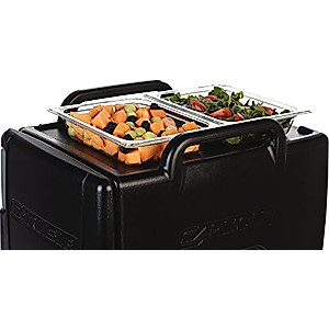 Carlisle FoodService Products Cateraide IT End Loading Insulated Food Pan Carrier Holds 6 Full Size 2.5" Pans with Handles for Catering, Kitchens, and Restaurants, Plastic, Black