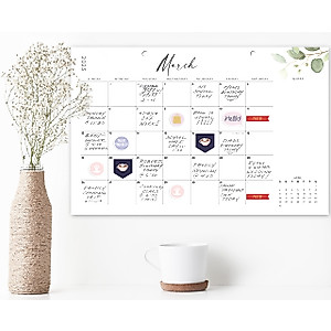 Aesthetic 2023 Modern Greenery Desk Calendar - Runs Until July 2024 - 17"x11" Desktop/Wall Calendar for Easy Organizing
