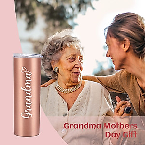 LiqCool Grandma Gifts, Gifts for Grandma From Grandchildren Grandkids, Grandma Tumbler Cup Mug, First Time Grandma Gifts Grandma Birthday Christmas Gifts New Grandma Gifts(20 Oz, Rose Gold)