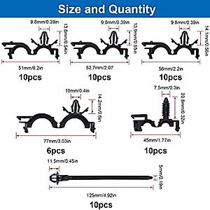 weideer 56Pcs Car Wire Harness Routing Clip Assortment Kit - 6 Different Sizes Universal Wiring Harness Routing Clip Replacement Parts