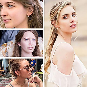 925 Sterling Silver Hoop Handpicked AAA+ Quality 7.5-8mm White Freshwater Cultured Pearl Dangle Drop Earrings Jewelry for Women