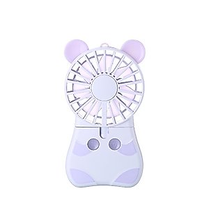Innerest Mini Cooling Fan Personal Handheld Standable Multi-color LED Lights 2 Adjustable Speeds Travel Camping Festival Uses (Mini One Size, Mouse Fan- Lavender)