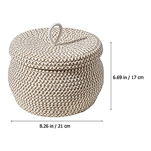 Angoily Round Basket with Lid for Storage, Decorative Basket Cotton Rope Woven Basket With Lid Living Room Bedroom Basket