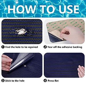 Lfutari 6pcs Swimming Pool Cover Repair Kit - Blue Pool Safety Cover Patch Kit - Self-Adhesive Mesh Pool Cover Saver Patch Kit for Inground Safety Pool Cover (2pcs 12x8 inch+4pcs 4X8 inch)