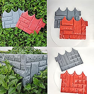 Garden Plastic Fence Edging Fence Stone Hammer in Lawn Edging Spring Yard, Plastic Faux Stone Patio Fence, Plastic Edging Plant Border, Garden Flower Bed Border Edging Fence 8.46”X10.24” (Gray, 1PC)