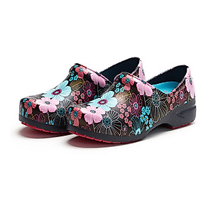 Anywear SR Angel Nursing Shoes Women- Clogs for Women & Men Chefs Kitchen Nurses Waterproof Non Slip Work Shoes Slip On Shoes Women, 7, Pewter Stylish Garden