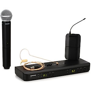 Shure BLX1288/MX153 UHF Wireless Microphone System - Perfect for Church, Karaoke, Stage, Vocals - 14-Hour Battery Life, 300 ft Range | Includes Handheld & Earset Mics, Dual Channel Receiver | H9 Band