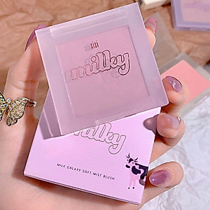 Blush Palette, Milk Galaxy Soft Mist Blush Monochrome Blush Palette Matte Vitality Nude Makeup Rouge Repair Blush Portable Daily Light Makeup Pink Tender Girl Beautiful Woman (Taro paste)