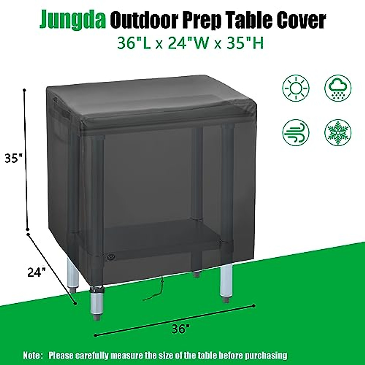 Jungda Outdoor Prep Table Cover for Prep & Work Table,Patio Waterproof Stainless Steel Table Work Cover - 36 x 24 x 35 Inch