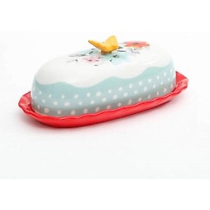 The Pioneer Woman Flea Market Decorated Floral 6.4" Butter Dish