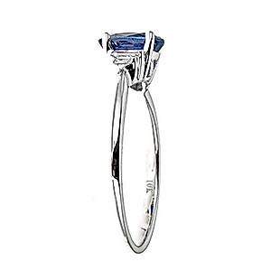 Gin & Grace 10K White Gold Genuine Blue Sapphire with Natural Diamond (I1-I2) Engagement Propose Promise Ring for Women