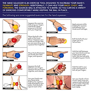 Yupititoy Squeeze Balls for Hand Therapy (Set of 3) – Hand Strengthener Ball on a String – Soft, Medium & Firm Exercise Balls for Rehabilitation, Arthritis, Carpal Tunnel – Stress Balls for Adults