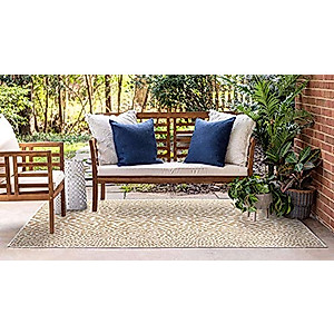 Unique Loom Jill Zarin Outdoor Collection Animal Print Area Rug (7' 10 x 10' 0 Rectangular, Dark Beige)