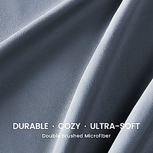 SLEEP ZONE® Nanotex® Super Soft Cooling Full Size Bed Sheets Set 4 Piece - Easy Care Fitted Flat Sheet & Pillowcase Sets - Wrinkle Free, Fade Resistant, Deep Pocket 16" (Flint Blue, Full)