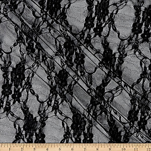 Giselle Stretch Floral Lace Black, Fabric by the Yard