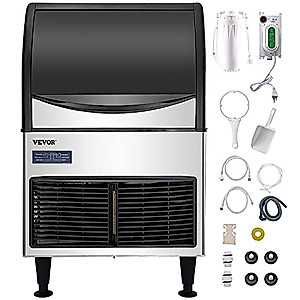 VEVOR Commercial Flake Ice Machine, 132LBS/24H Snow Flake Ice Maker with 66LBS Storage for Seafood Restaurant, Stainless Steel Construction, Quiet Operation, Auto Clean, Air Cooling
