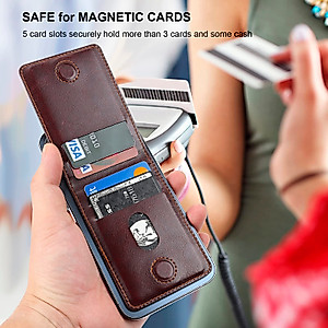 KIHUWEY for MagSafe Wallet Card Holder with Magnetic, Mag Safe Leather Detachable Kickstand RFID Wallet for iPhone 15/14 Pro Max/14 Pro/14/14 Plus/13/12 Series Not for iPhone 13/12 Mini (Brown)