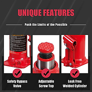 BIG RED 2 Ton (4,000 LBs) Capacity Hydraulic Welded Bottle Jack, TAM90203B