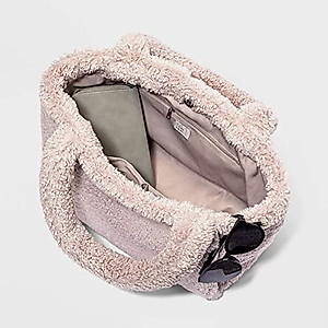 A New Day Party Tote Handbag with Pink Rose Faux Fur