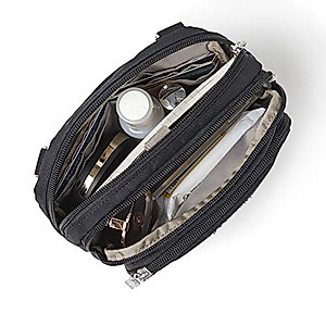 Baggallini unisex adult Triple Zip Bagg cross body handbags, Black, One Size US