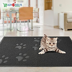 ANDALUS Cat Litter Mat - Kitty Litter Trapping Mat for Litter Boxes - Kitty Litter Mat to Trap Mess, Scatter Control - Washable Indoor Pet Rug and Carpet - Grey, Small (15.75" x 11.75")