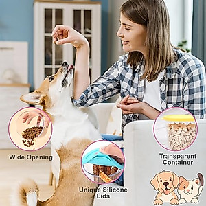 LUVCOSY 4 Pack Dog Treat Container with Silicone Lids, 32 OZ Dog Food Storage Container, BPA-Free Pet Treats Storage Organizer for Dog and Cat, Airtight Treats Canister for Dog Cookie, Pet Snacks