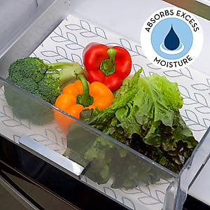 Envision Home Fridge Bin & Shelf Liners, 12 Inch x 24 Inch, Slate Leaf Print, 6 Pack