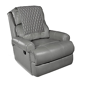 LL LEATHER LOVERS Leather Recliner Chair Headrest Cover - Sofa, Love Seat, Furniture Protector, Slipcover Theater Seat Cover/SlipCover for Home & Office, 14x26 Inches - Grey (05) Pack of 1