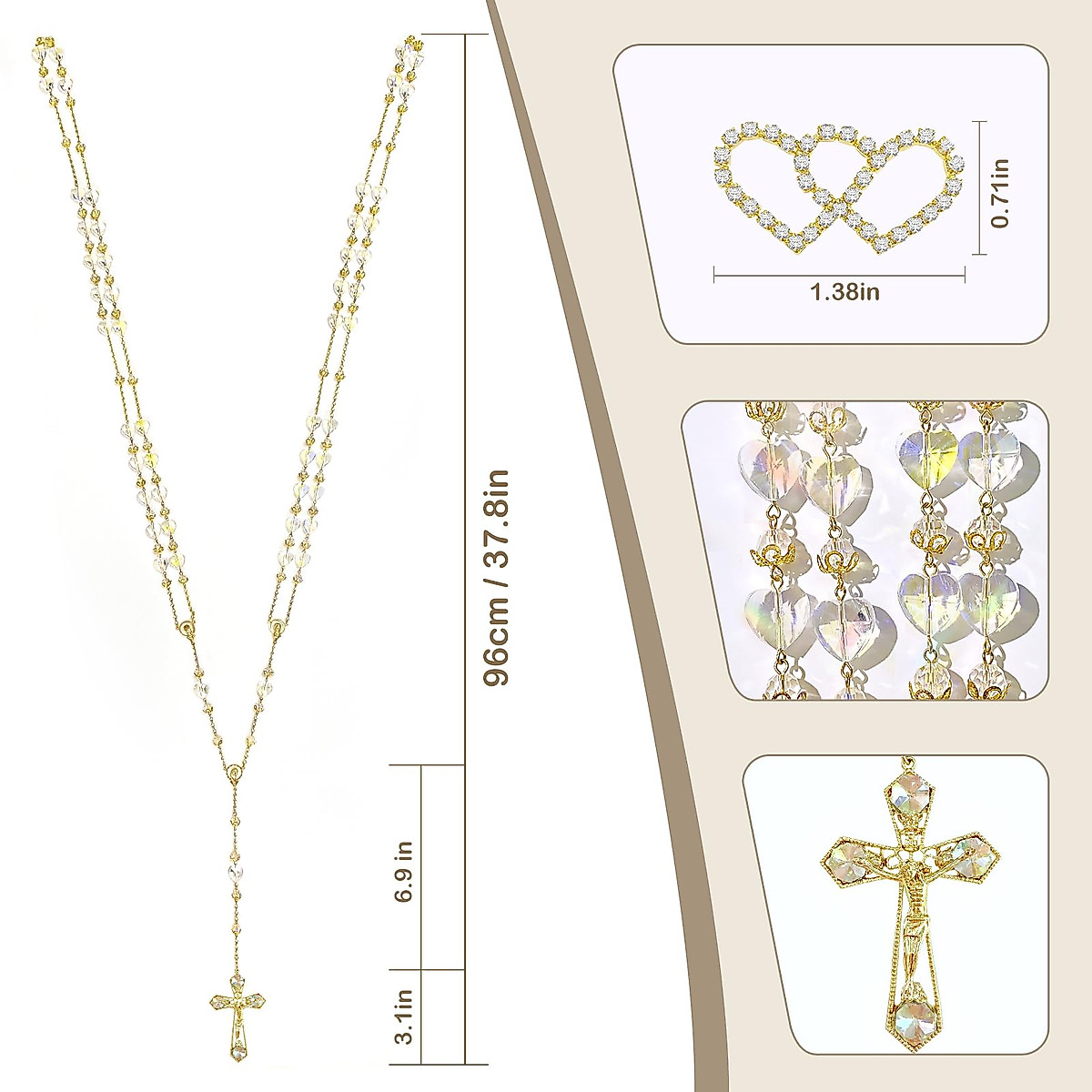 Lazo Para Boda,Wedding Lasso for Ceremony Gift,Rosario Lazos Para Boda Catolica,Lazos Para Bodas De Iglesia Para Novios,Lasso for Wedding Ceremony, Wedding Crystal Rosary,Lazo De Bodas Para Los Novios