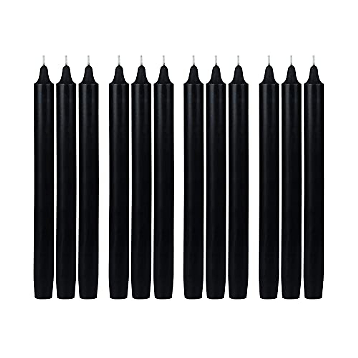 Zest Candle, 10-Inch, Black Straight 12-Piece Taper Candles, Size: 7/8" Diameter x H, Count