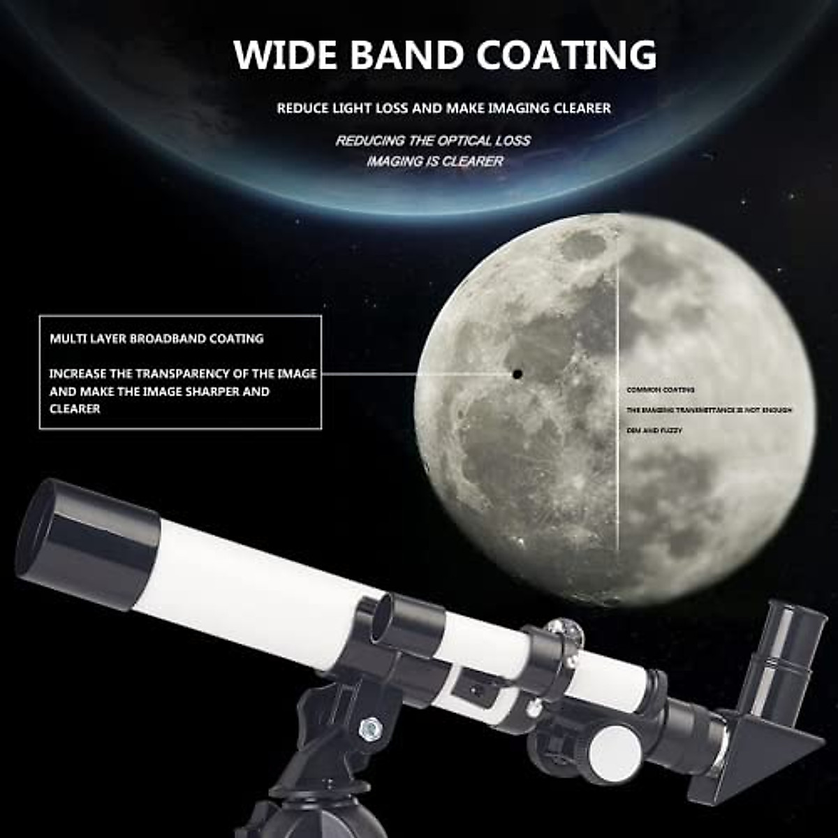 Astronomical Telescope for Kids- Professional Stargazing HD Refractor Telescope 400mm Focal Length, High Magnification Astronomical Telescope to Observe Deep Space Stargazing for Kids Beginners…
