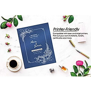 Navy Blue Shimmer Paper - 100-Pack Metallic Cardstock Paper, 92 lb Cover, Double Sided, Printer Friendly - Perfect for Weddings, Birthdays, Craft Use, Letter Size Sheets, 8.5 x 11 Inches