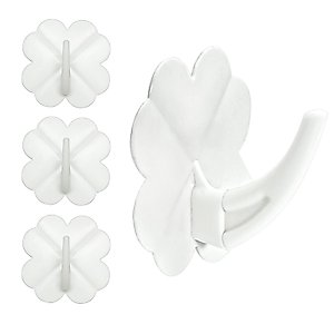 Generic Self Adhesive Towel Hook for Wall Hanging 33 LBS(Max) Waterproof No Damage Heavy Duty Sticky Hooks for Coat Robe Bathroom Kitchen Bedroom Glass Window Keys Hanger 4 PCS (Ivory White)