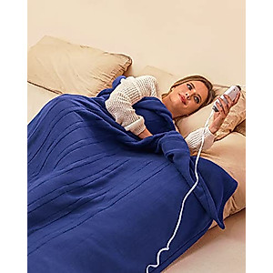 Electric Heated Blanket, 72" x 84" Full Size with 4 Heating Levels, 10H Auto Shut Off, Soft Fleece Warm Heated Blanket, Fast-Heating & Machine Washable - Blue