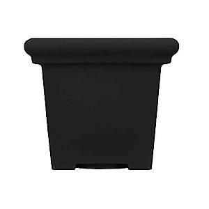 The HC Companies 24 Inch Terrazzo Large Square Planter - Rolled Rim Weather Resistant Decorative Plastic Plant Pot for Indoor Outdoor Use, Black