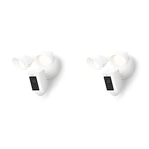Ring Floodlight Cam Wired Plus with motion-activated 1080p HD video, White (2021 release) (Pack of 2)