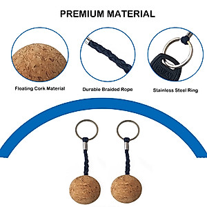 35mm Floating Cork Ball Keyring Float Keychain for Kayaking Boating Fishing Kite Surfing Sailing Kayak, Pack of 2