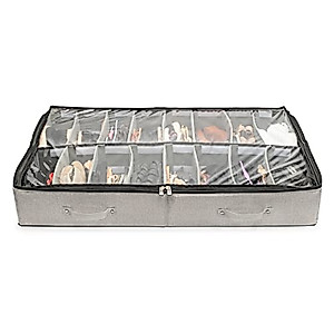 MOJECTO Extra Large Under Bed Storage Organizer (40x27x6 In) With Hard Bottom And Side Walls For Shoes, Blanket, Clothes.