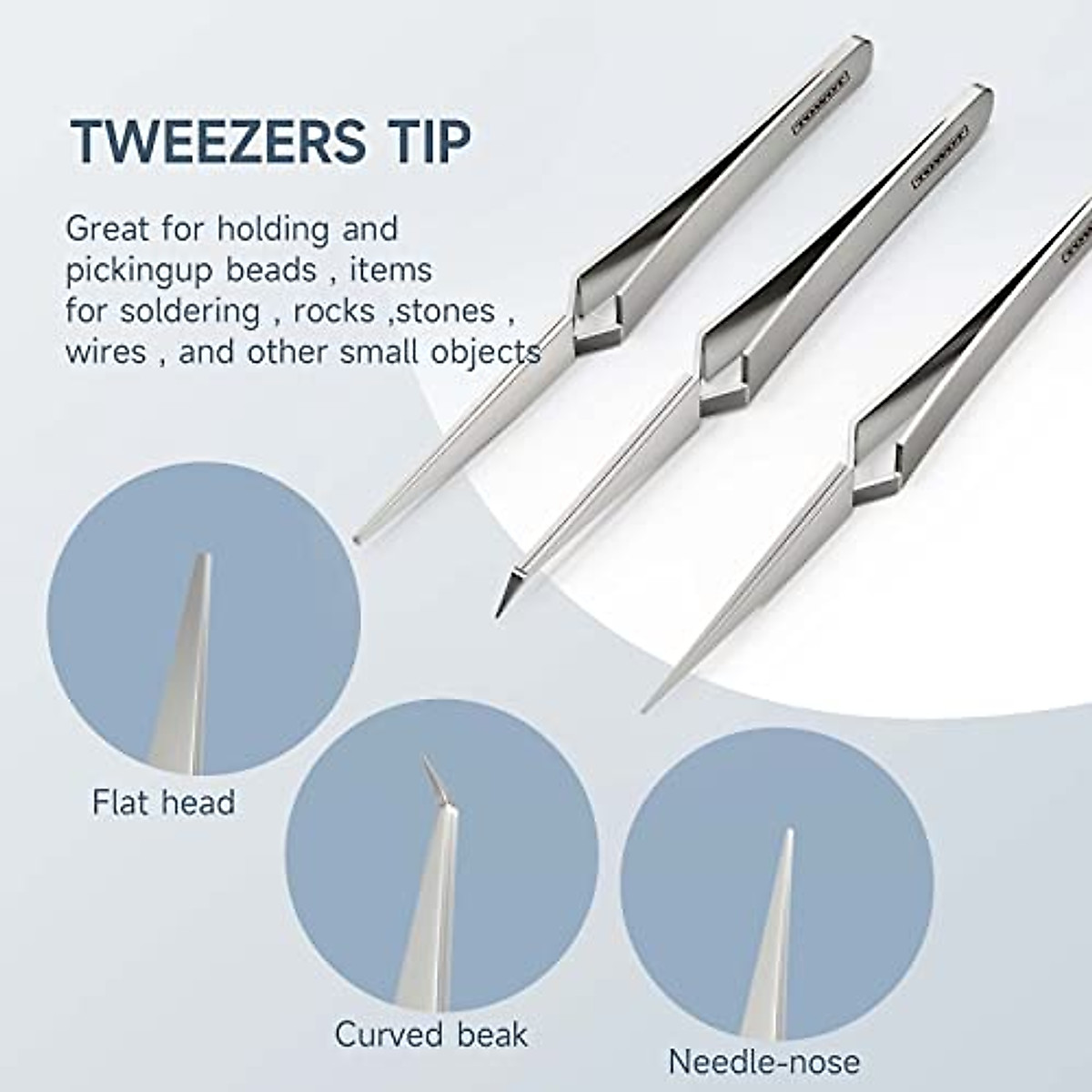 TOWOT Precision Tweezers Reverse Tweezers For Electronic Soldering Precision Reverse Ceramic Tweezers Non-Conductive Heat Resistant (Straight Pointed Tweezers)