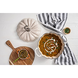 Le Creuset Enameled Cast Iron Figural Pumpkin Cocotte, 4 qt., Meringue