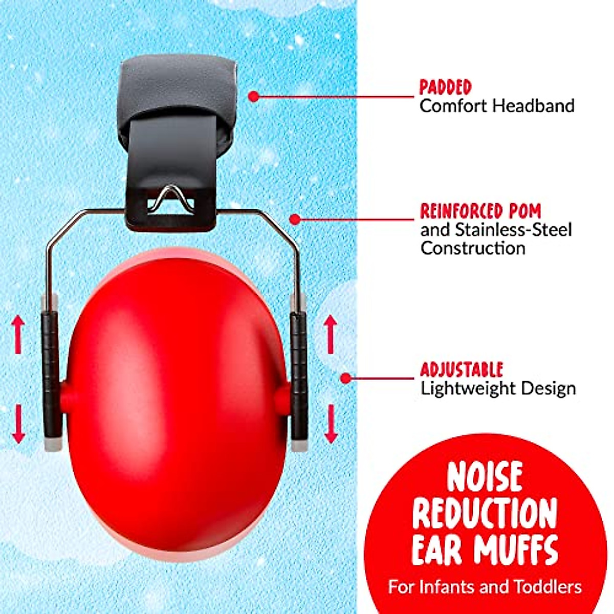 Baby Hearing Protection Earmuffs with Noise Reduction - Lightweight, Adjustable and Foldable NRR 20dB Safety Ear Protection for Infants to Toddlers (3 Months to 2 Years)
