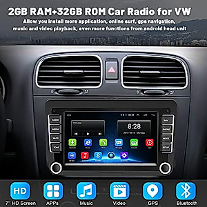【2+32GB】 Android Car Stereo for VW Passat Golf Polo Jetta Radio, Hikity 7'' Touch Screen in Dash GPS Navigation Bluetooth Car Audio Receiver Support WiFi Mirror Link FM Radio SWC+ Backup Camera