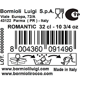 Bormioli Rocco Romantic (Set Of 6) Stemware Glasses, 10.75 Oz. Clear Crystal Glass, Made In Italy.