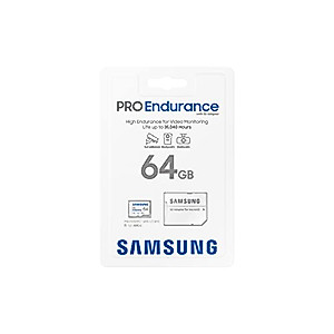 SAMSUNG PRO Endurance 64GB MicroSDXC Memory Card with Adapter for Dash Cam, Body Cam, and security camera – Class 10, U1, V10 (‎MB-MJ64KA/AM)
