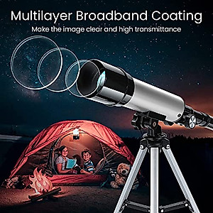Merkmak Telescope for Kids & Beginners, Kids Telescope 50mm Aperture 360mm AZ, 90X Magnification Astronomical Refracting Telescope with Tripod for Kids to Explore The Moon and Star
