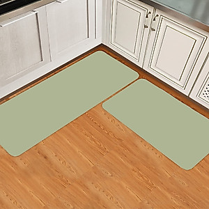 Sage Green Kitchen Rug Set 2 Pieces Non-Slip Entryway Doormat, Farmhouse Sage Green Decor Cushioned Runner Rug Standing Floor Rugs Door Mats, (20" x 24"+20" x 48")