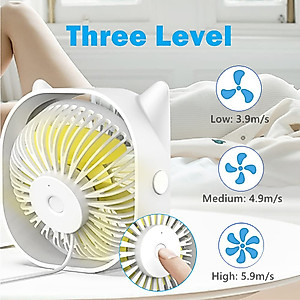 YUNLOVXEE Small Personal USB Desk Fan - 4 Speeds Portable Cute Desktop Table Cooling Mini Fan Powered By USB, Quiet Operation Strong Wind Fan for Room Home Office Outdoor Travel