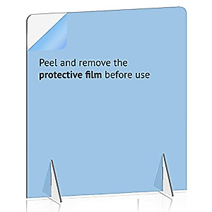NO Cutout Sneeze Guard Panel for Counter and Desk, Portable Clear Acrylic Shield No Opening, Protective Plexiglass Shield Without Opening for Office, School, and Retail Store